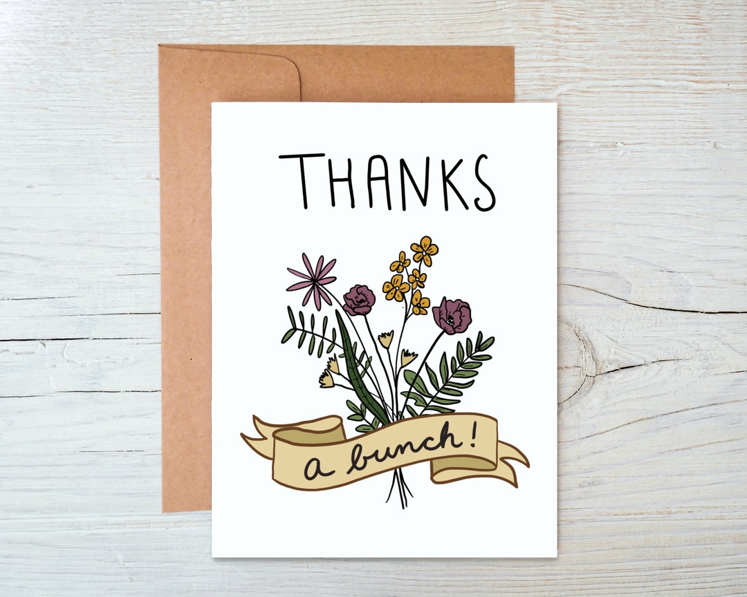Thanks A Bunch! - Floral Thank You Card - Etsy