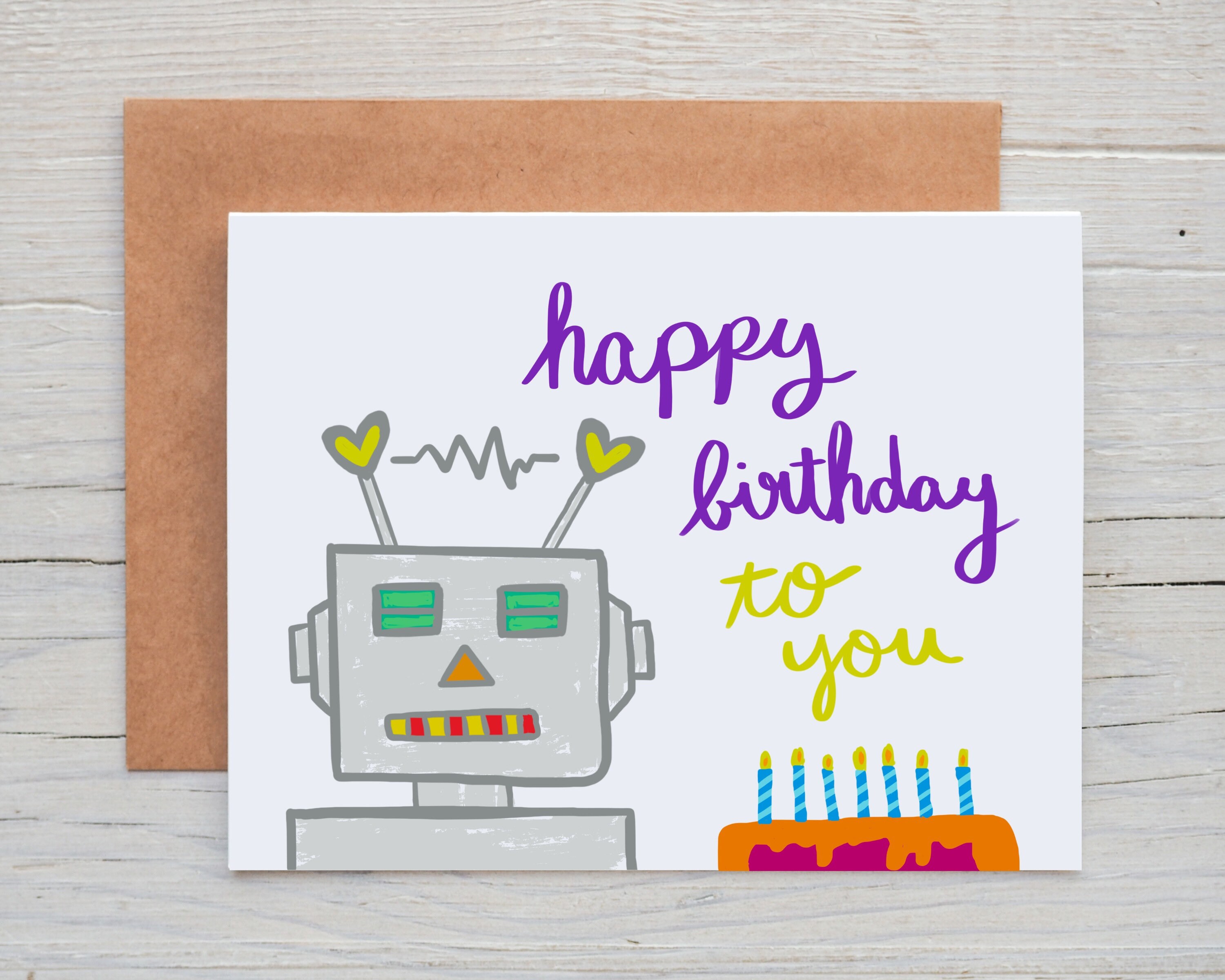 Robot Happy Birthday Card - Etsy