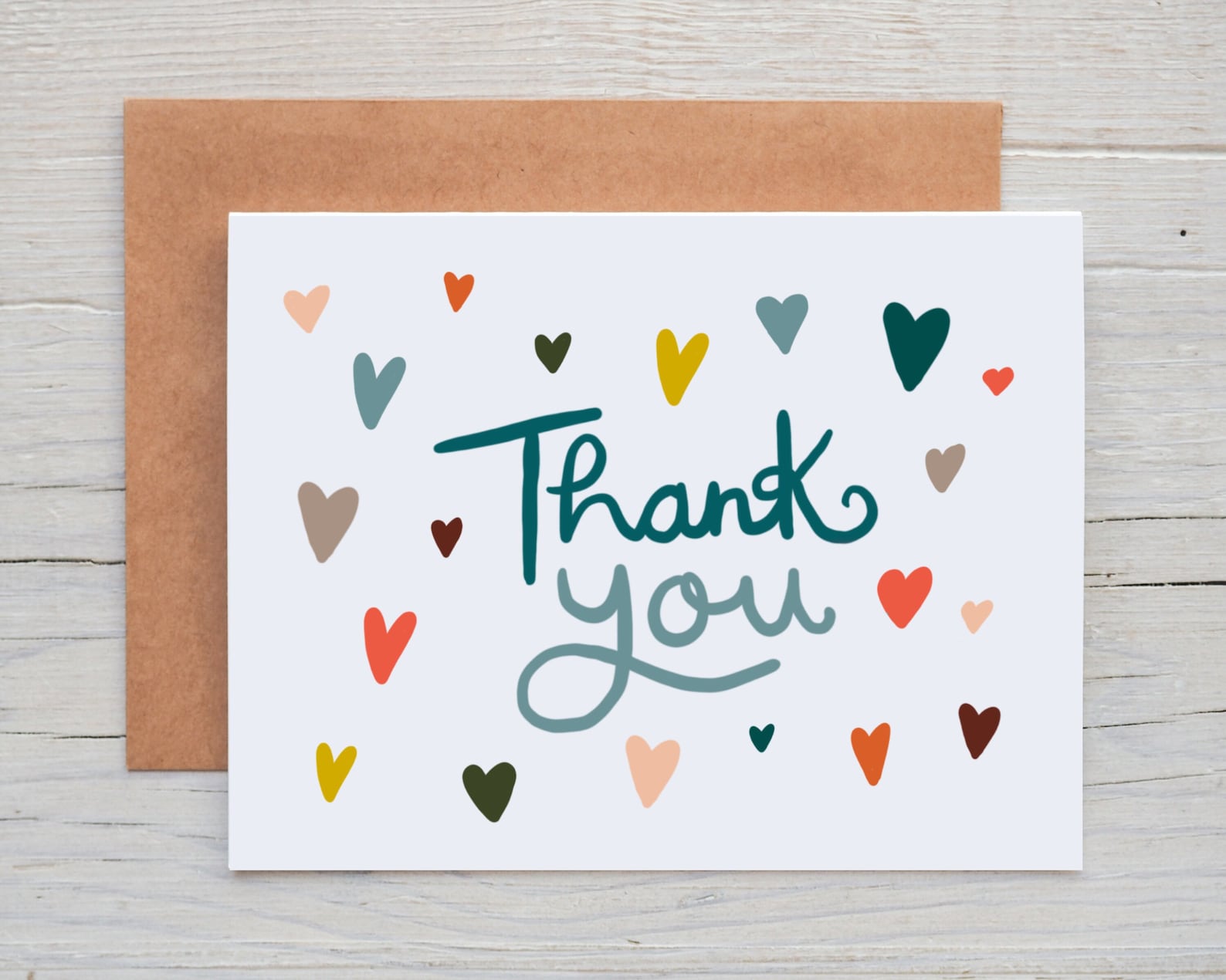 Hearts Thank You Card - Etsy