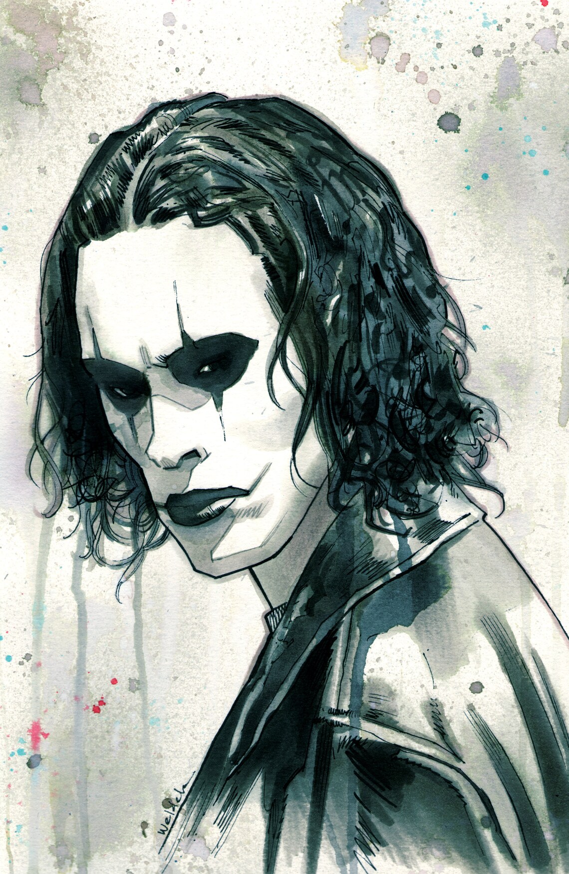 THE CROW premium watercolor art print brandon lee | Etsy