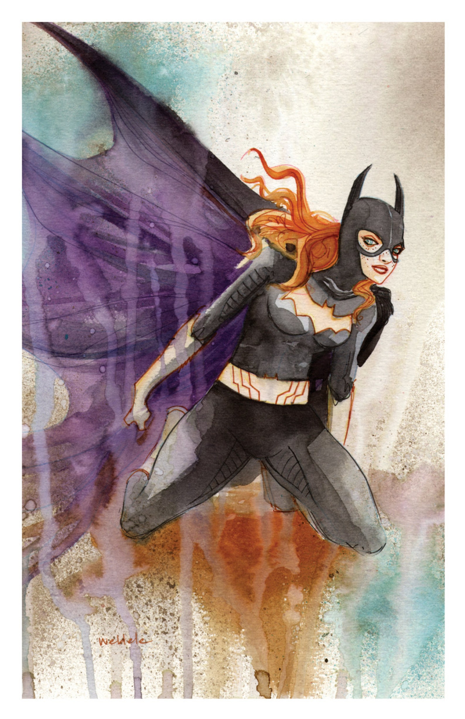 Batgirl Watercolor Art Print Movie Poster Comic Art Etsy