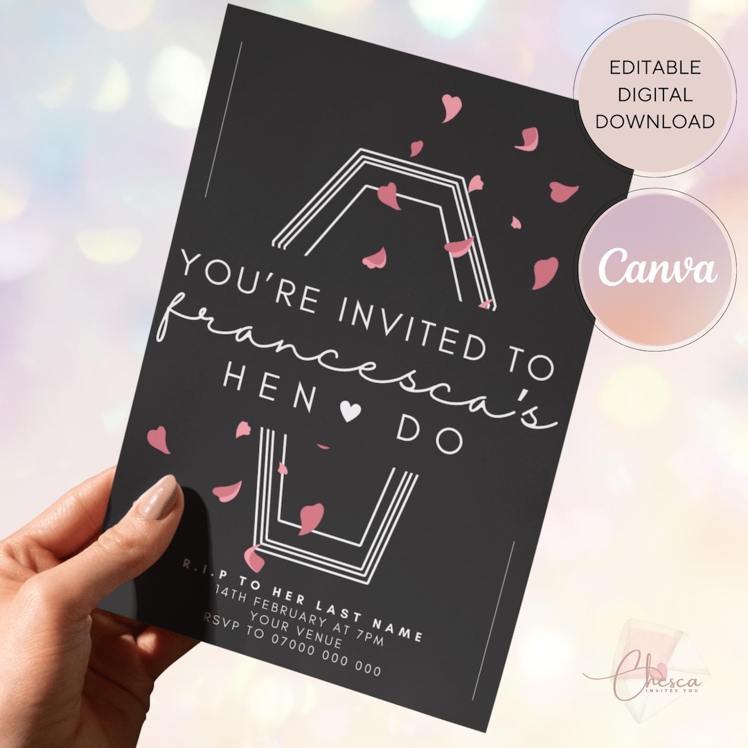 Editable Hen Do Invitation, RIP to Her Last Name, Til Death Do Us Party ...