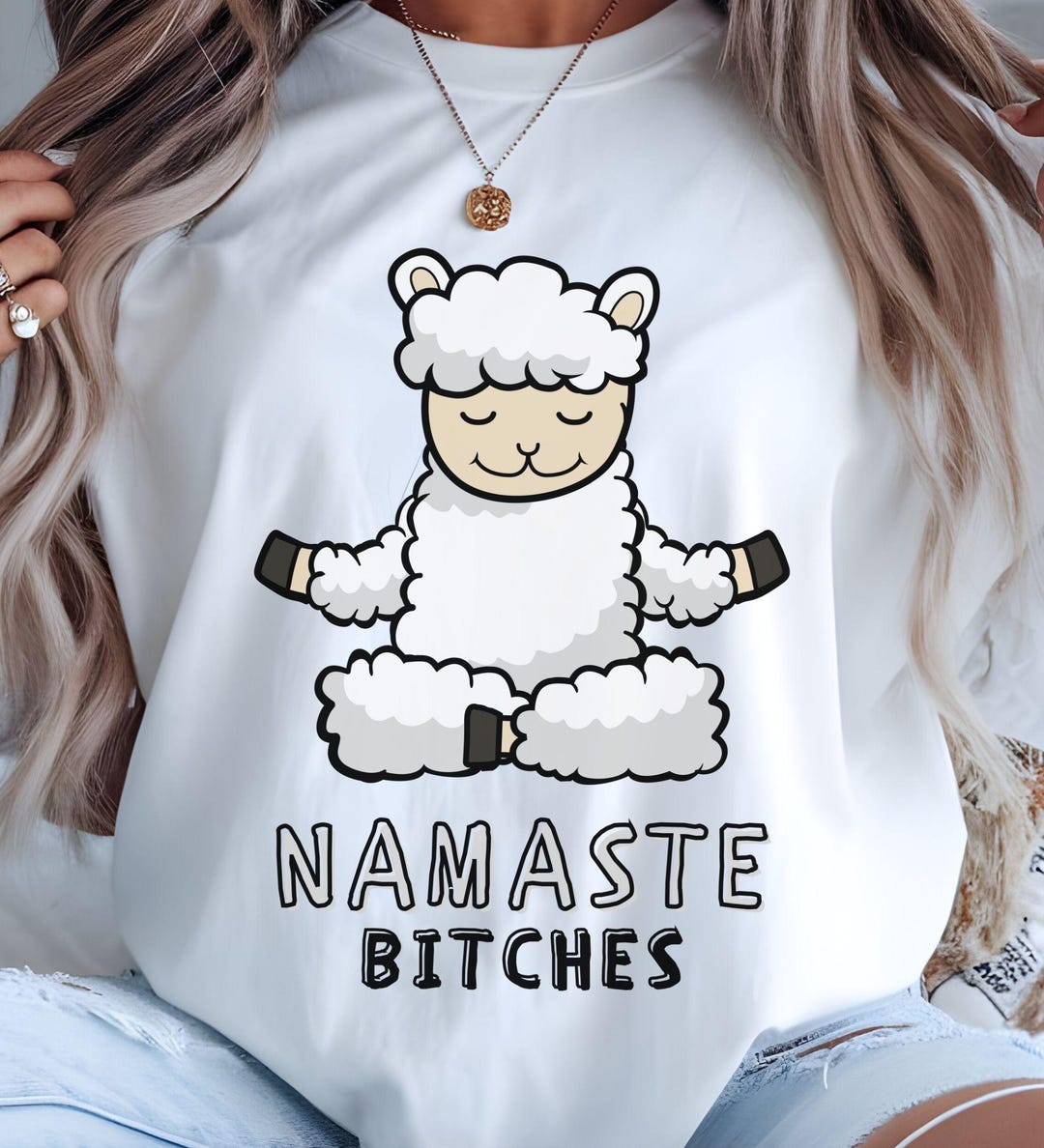 Namaste Llama Yoga PNG: Mental Wellness T-shirt Design (digital ...