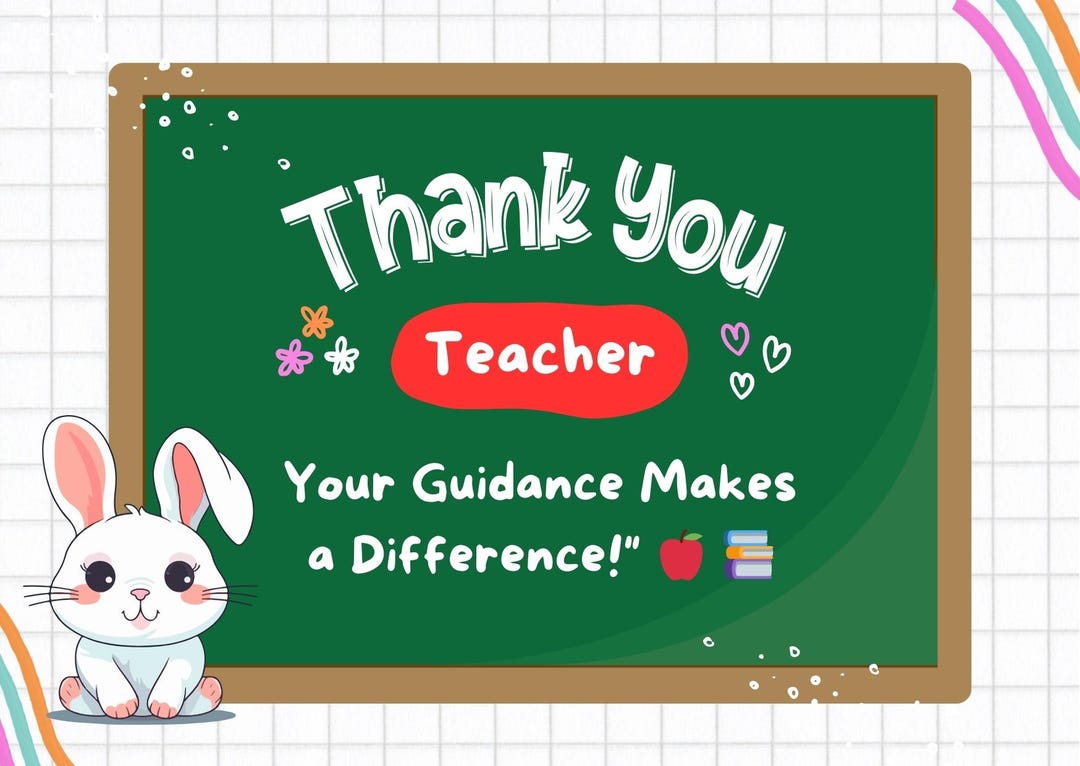 Teacher Appreciation Thank You Card, Digital Download, Printable ...