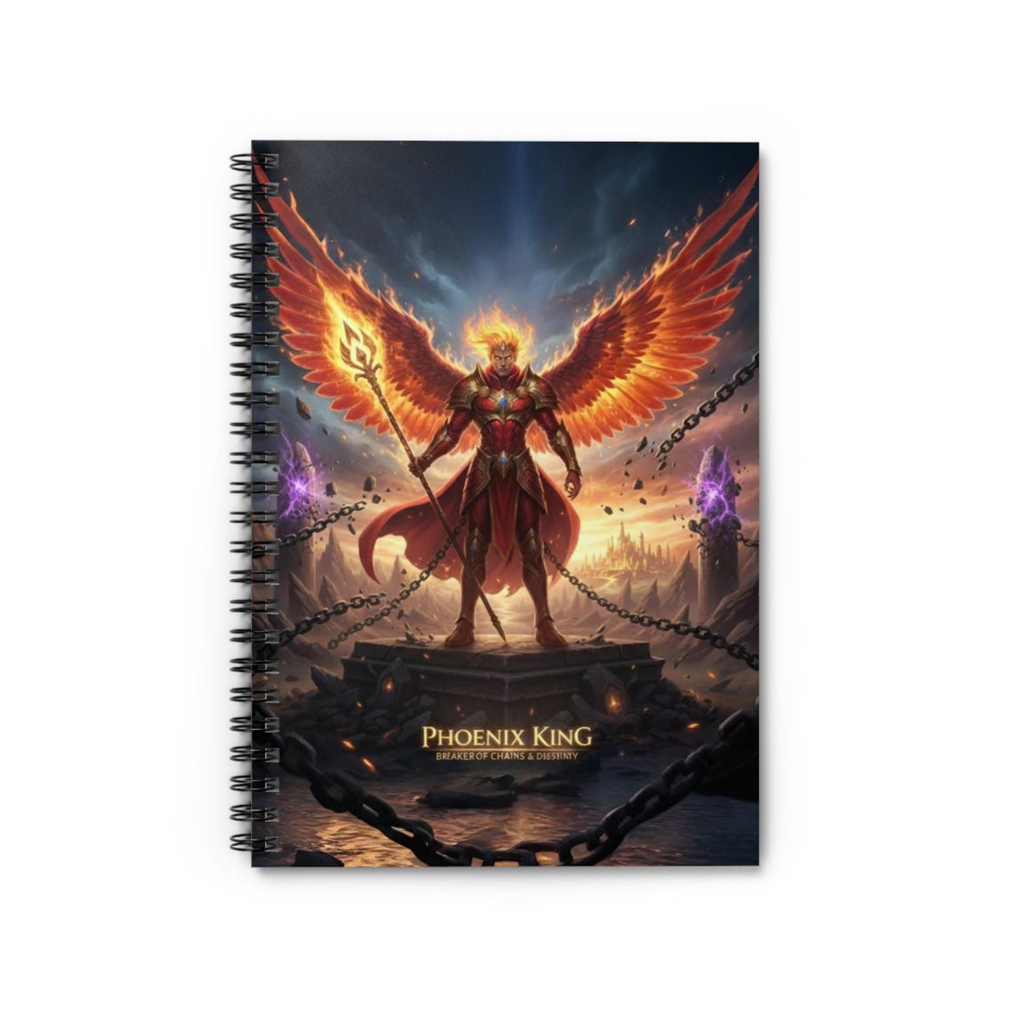Phoenix King Spiral Notebook: Fantasy Art Journal, Writer's Sketch Pad ...