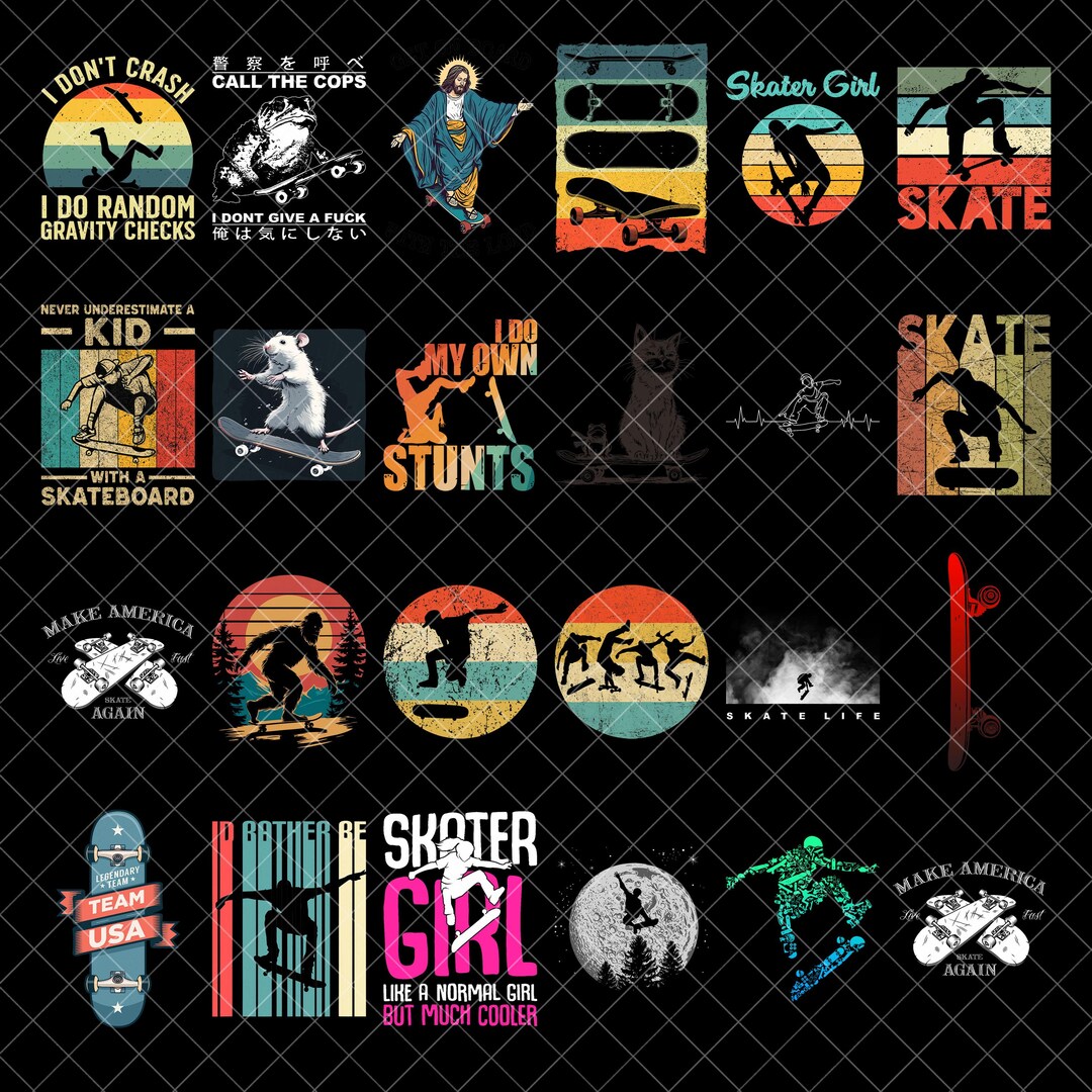 Skateboarding Png Bundle, Skateboard Graphics, Sport Lover, Skate Shirt ...