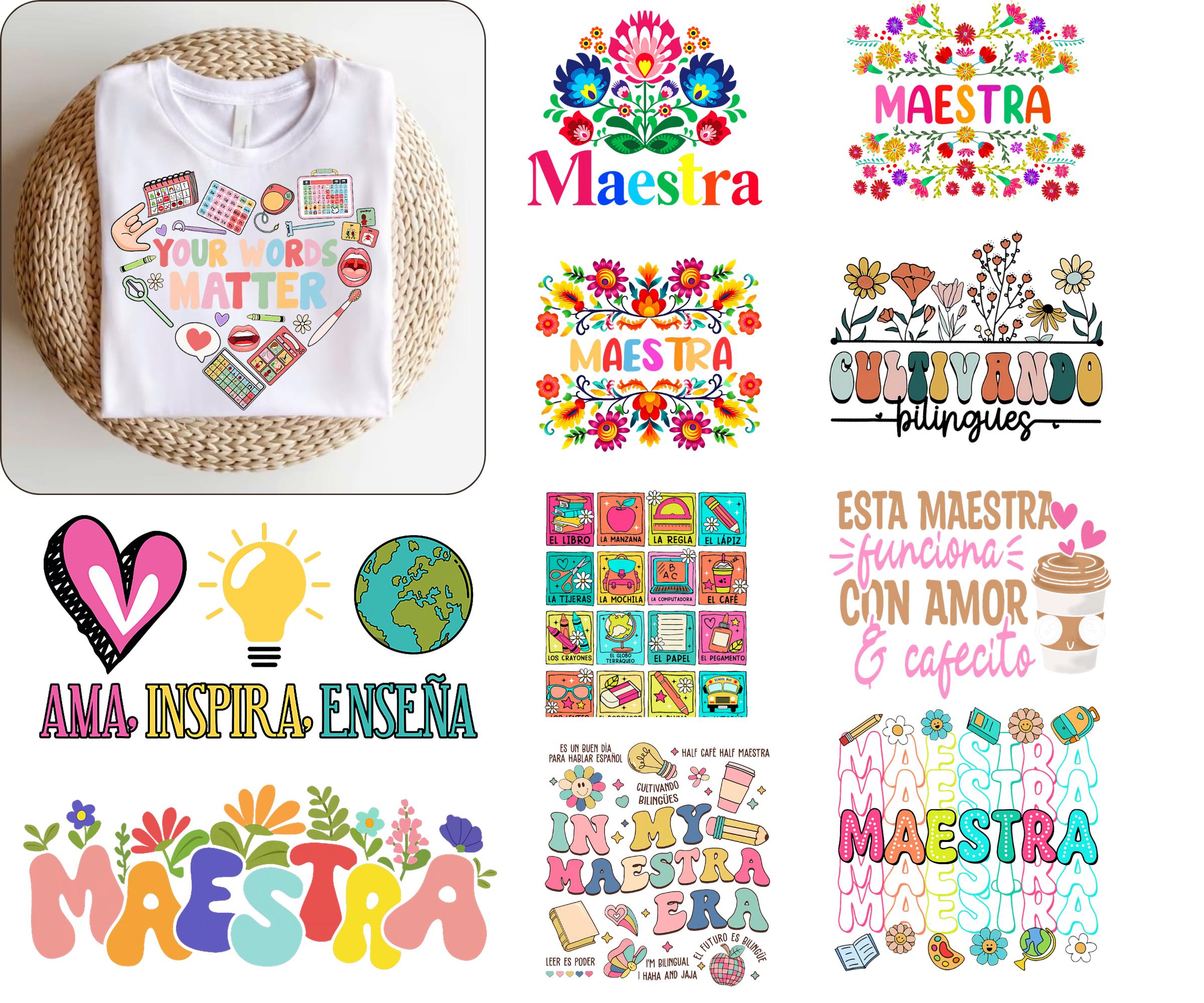 Maestra PNG Bundle, Retro Maestra Word Png, Teacher Life, Teach Love ...