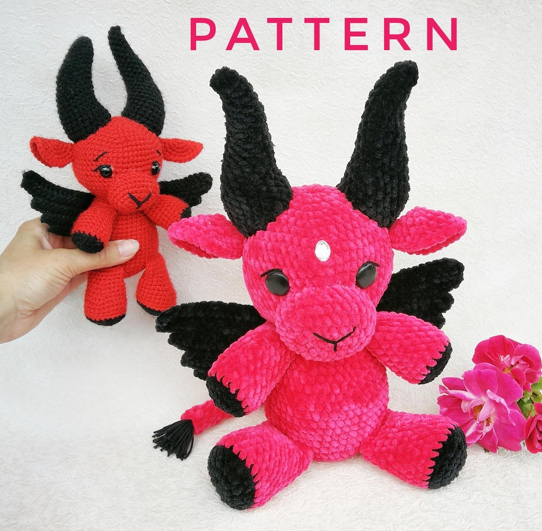 Pattern Baphomet Crochet, Plush Toy Cow Devil Goth, Baphomet Tutorial, Devil Amigurumi, Keychain ...