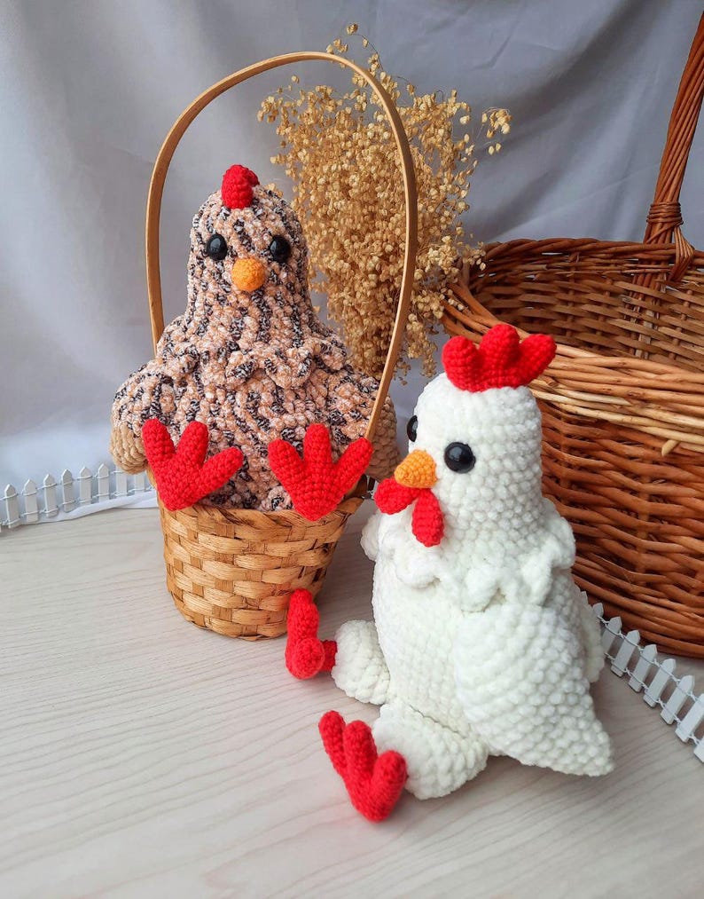 Crochet Rooster & Hen Amigurumi Pattern: Easter Chicken Decor (PDF ...
