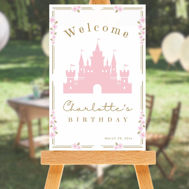 Princess Printable Welcome Sign, Birthday Once Upon a Time Royal Party ...