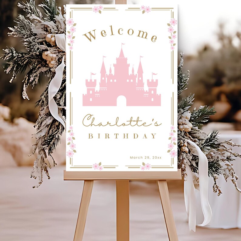 Princess Printable Welcome Sign, Birthday Once Upon a Time Royal Party ...