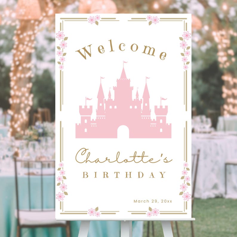 Princess Printable Welcome Sign, Birthday Once Upon a Time Royal Party ...
