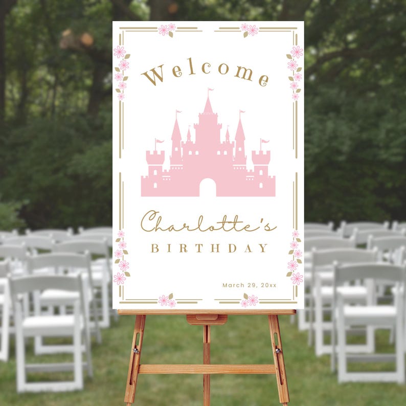 Princess Printable Welcome Sign, Birthday Once Upon a Time Royal Party ...