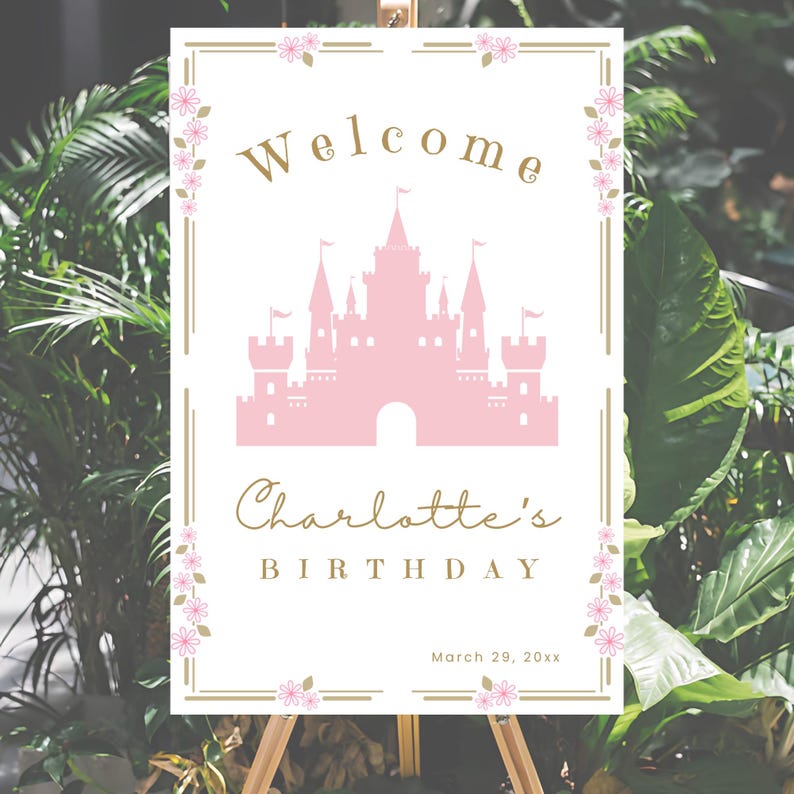 Princess Printable Welcome Sign, Birthday Once Upon a Time Royal Party ...