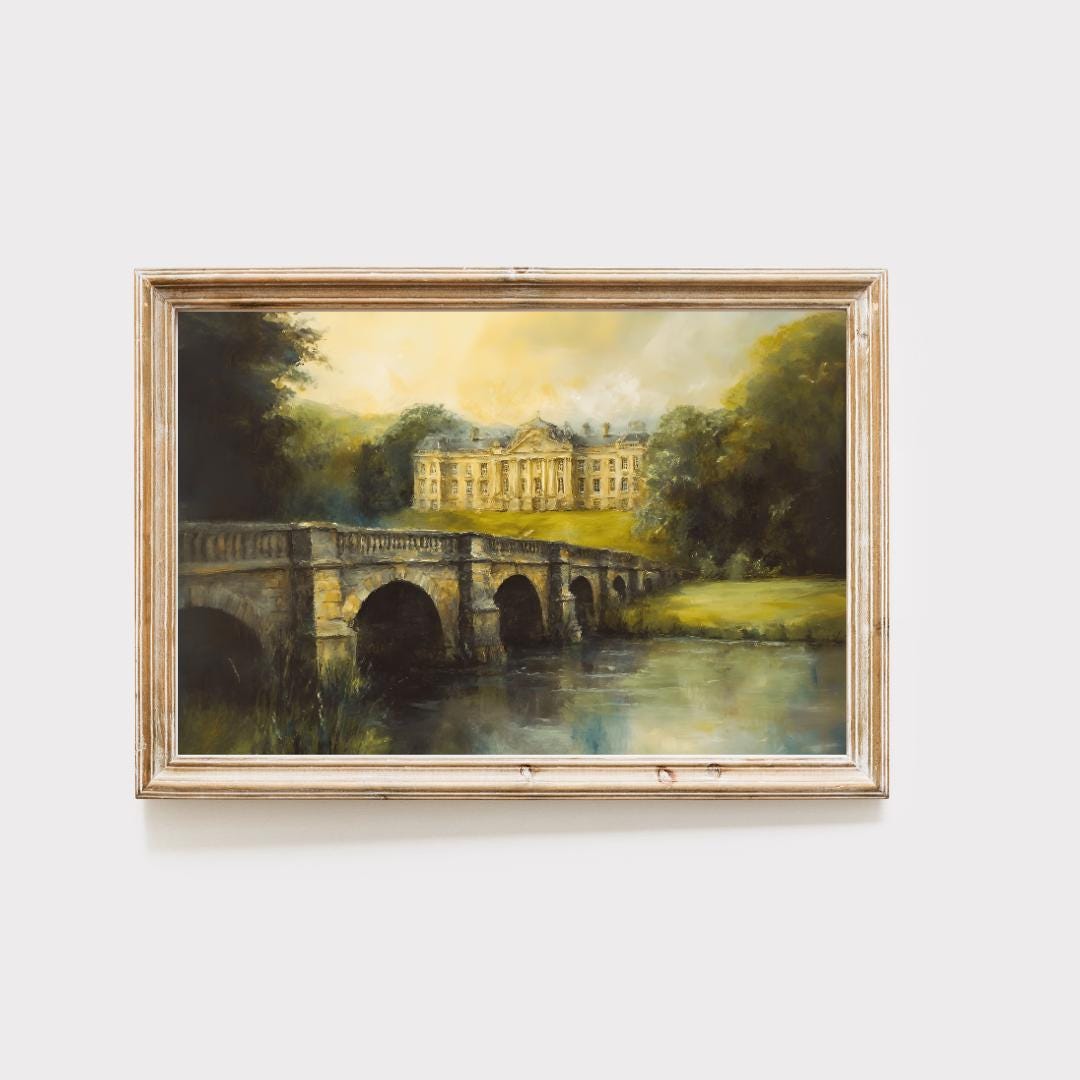 Pride and Prejudice Pemberley Manor Art Print, Cottagecore Decor, Book ...