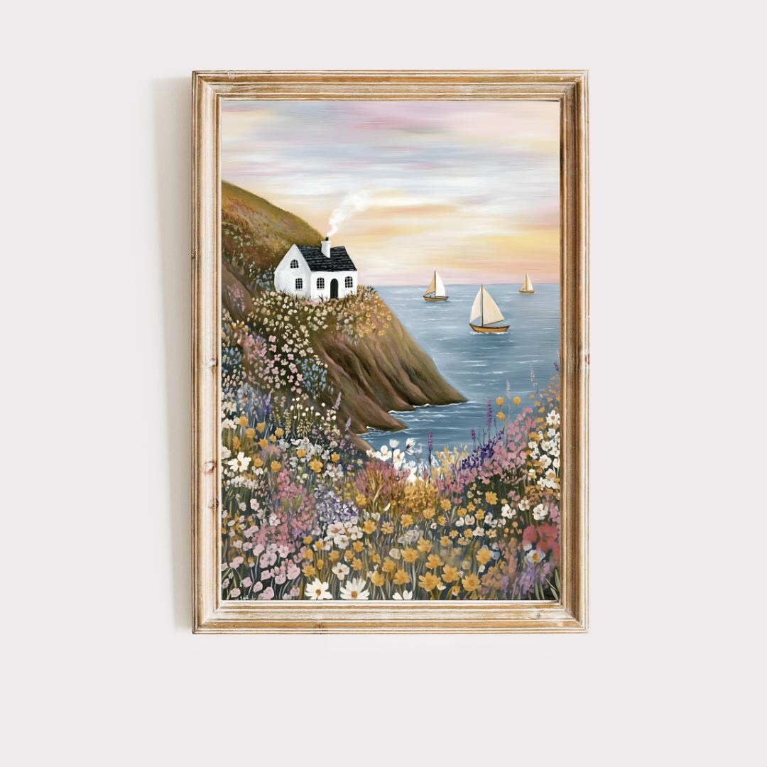 Cottagecore Folk Art Beachy Room Decor, Fisherman Aesthetic, Coastal ...