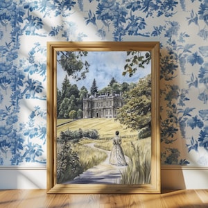 Pride and Prejudice Pemberley Manor Art Print, Cottagecore Decor ...