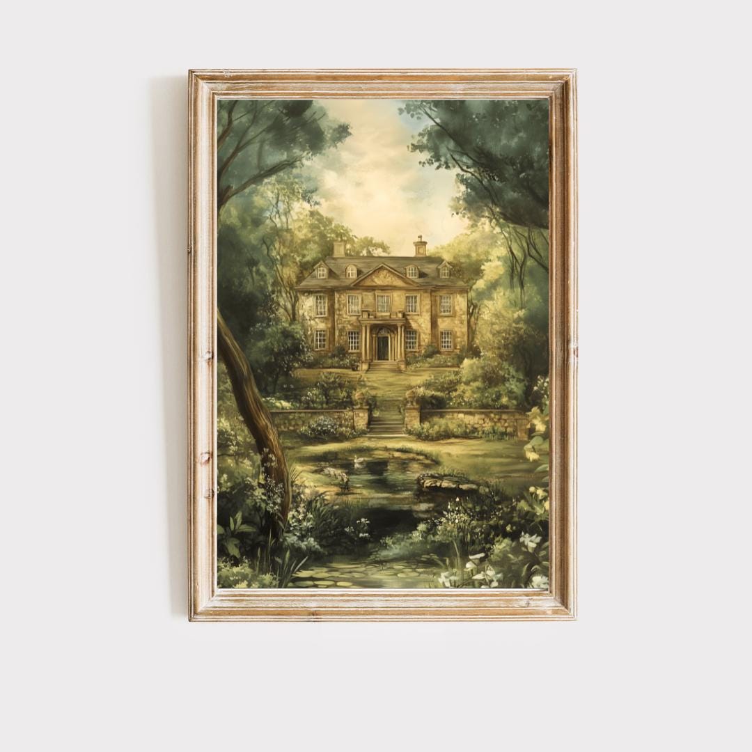 Pemberley Manor Art Print: Pride and Prejudice Cottagecore Decor ...