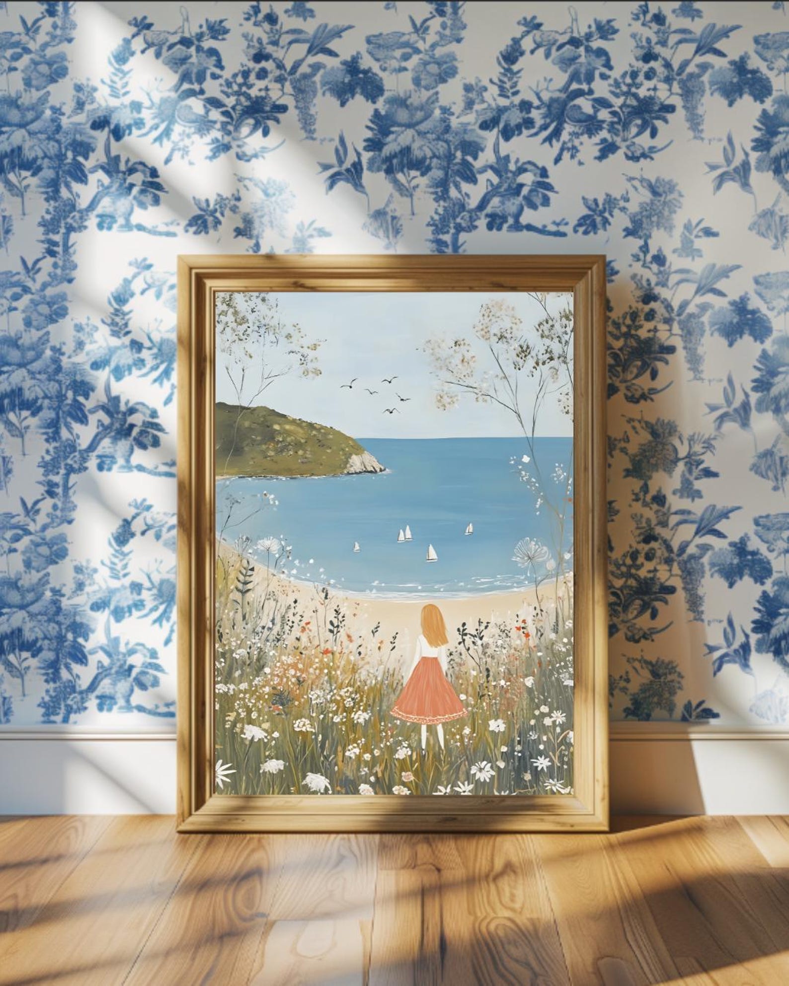 Cottagecore Coastal Art Print: Beachy Folk Art (digital Download) - Etsy