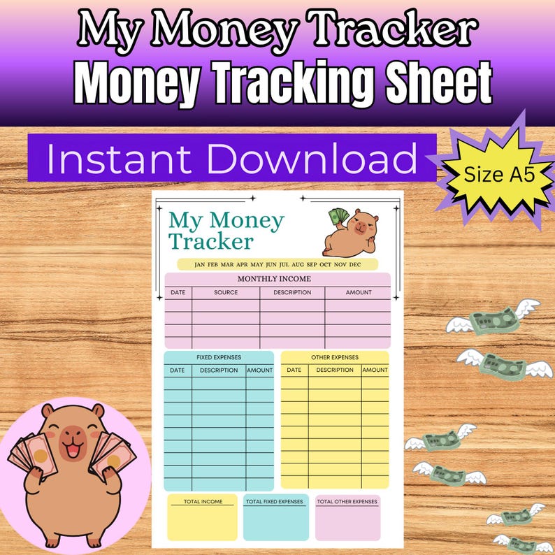 Money Tracker Printable | A5 Budget Planner Digital Download - Etsy