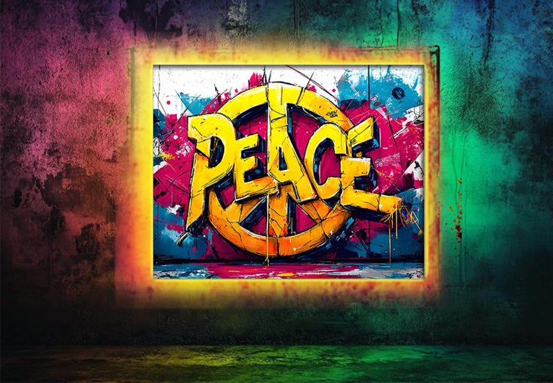 Peace Graffiti Poster – Bold Yellow Peace Sign Street Art | Urban Wall ...