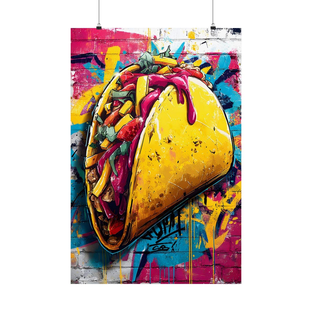 Graffiti Taco Street Art Matte Vertical Poster | Urban Food ...