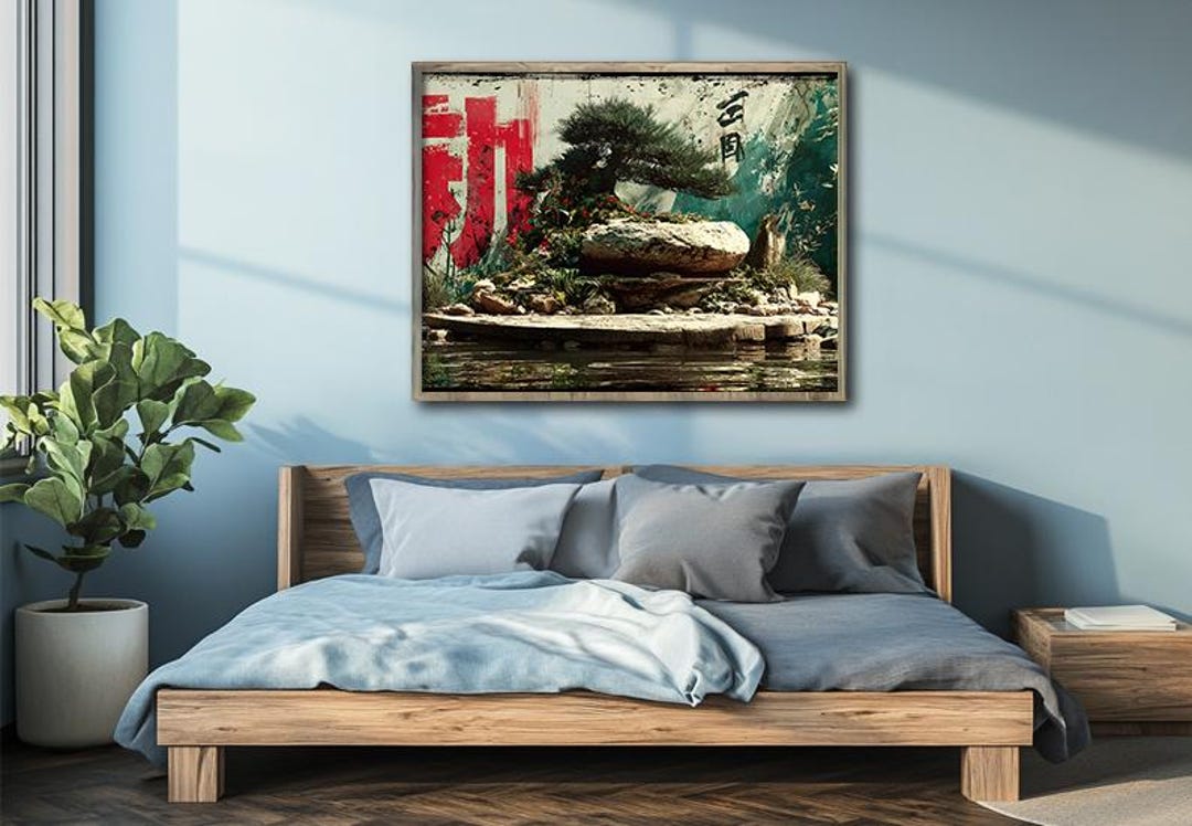 Zen Garden Bonsai Art Poster – Japanese Nature Graffiti Print | Calm ...