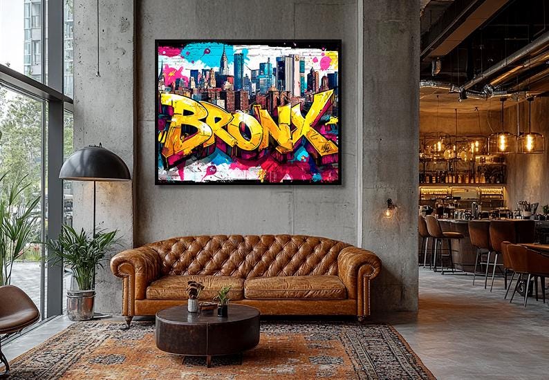 Bronx Graffiti Art Poster – Colorful New York Skyline Mural | Urban ...