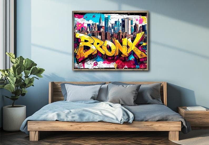 Bronx Graffiti Art Poster – Colorful New York Skyline Mural | Urban ...