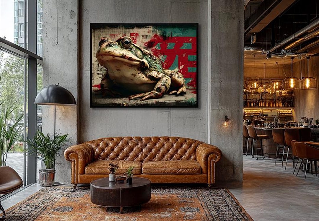 Frog Street Art Print – Bold Urban Collage With Toad Illustration and ...
