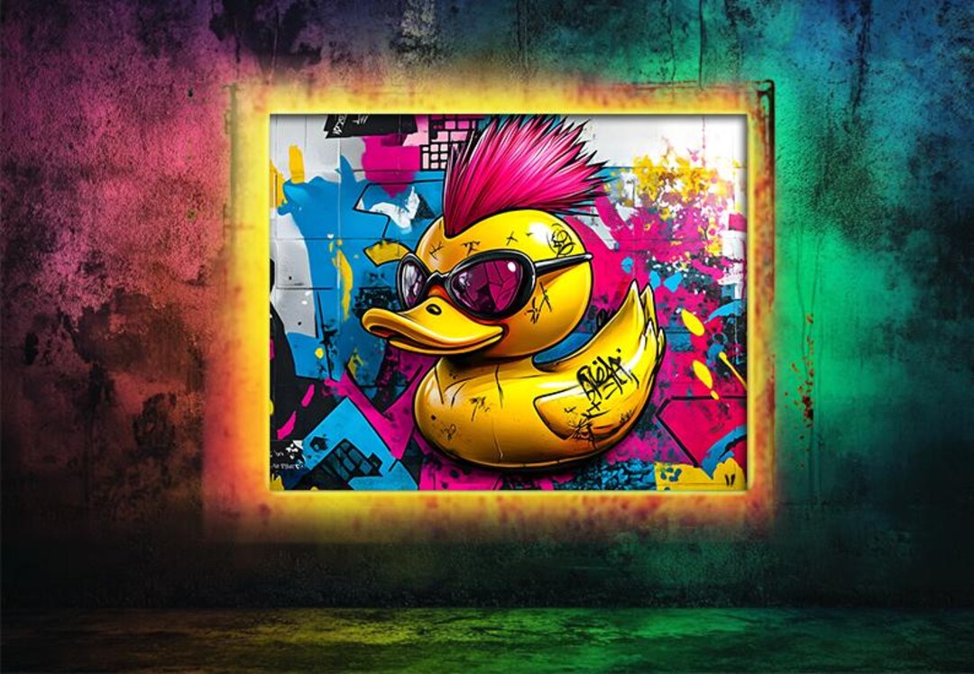 Punk Duck Street Art Print – Graffiti Rubber Duck With Mohawk | Bold ...
