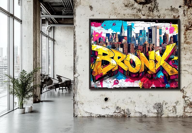Bronx Graffiti Art Poster – Colorful New York Skyline Mural | Urban ...