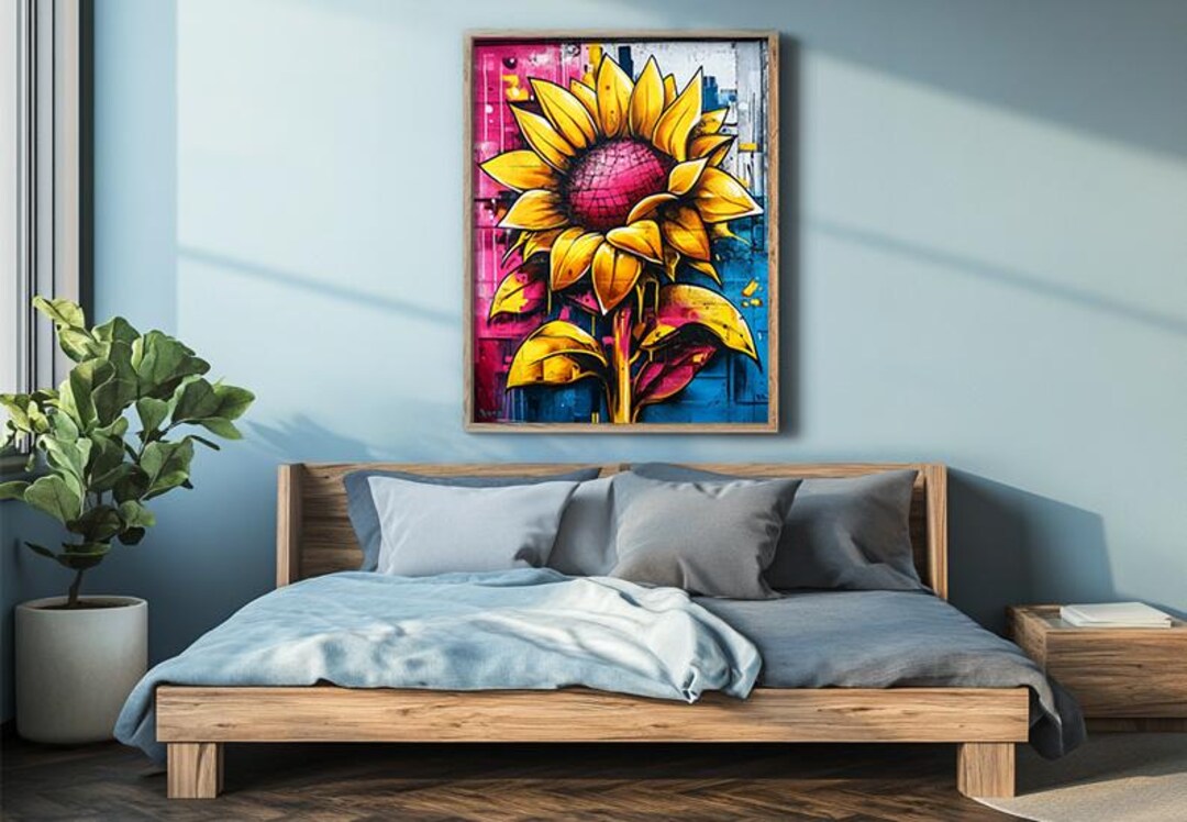Sunflower Street Art Print – Graffiti Flower Poster as Digital Download ...