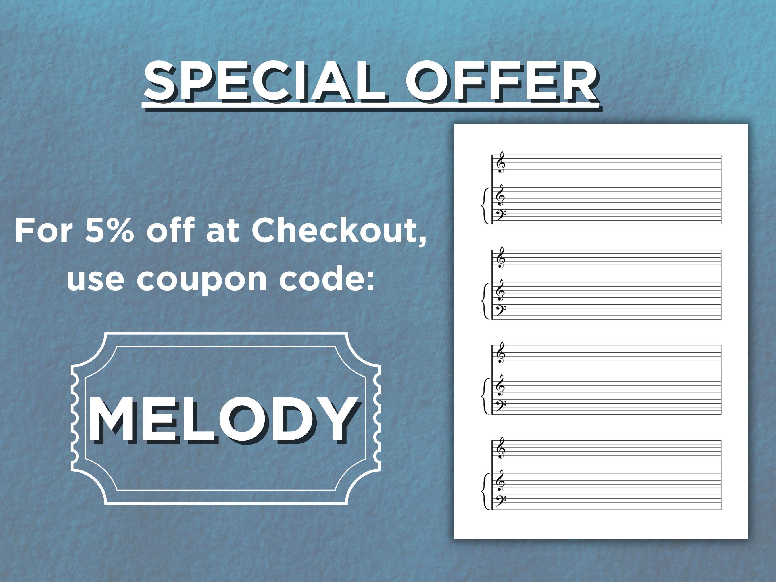 Printable Piano and Melody Sheet Music | Blank Score PDF | A4 and US ...