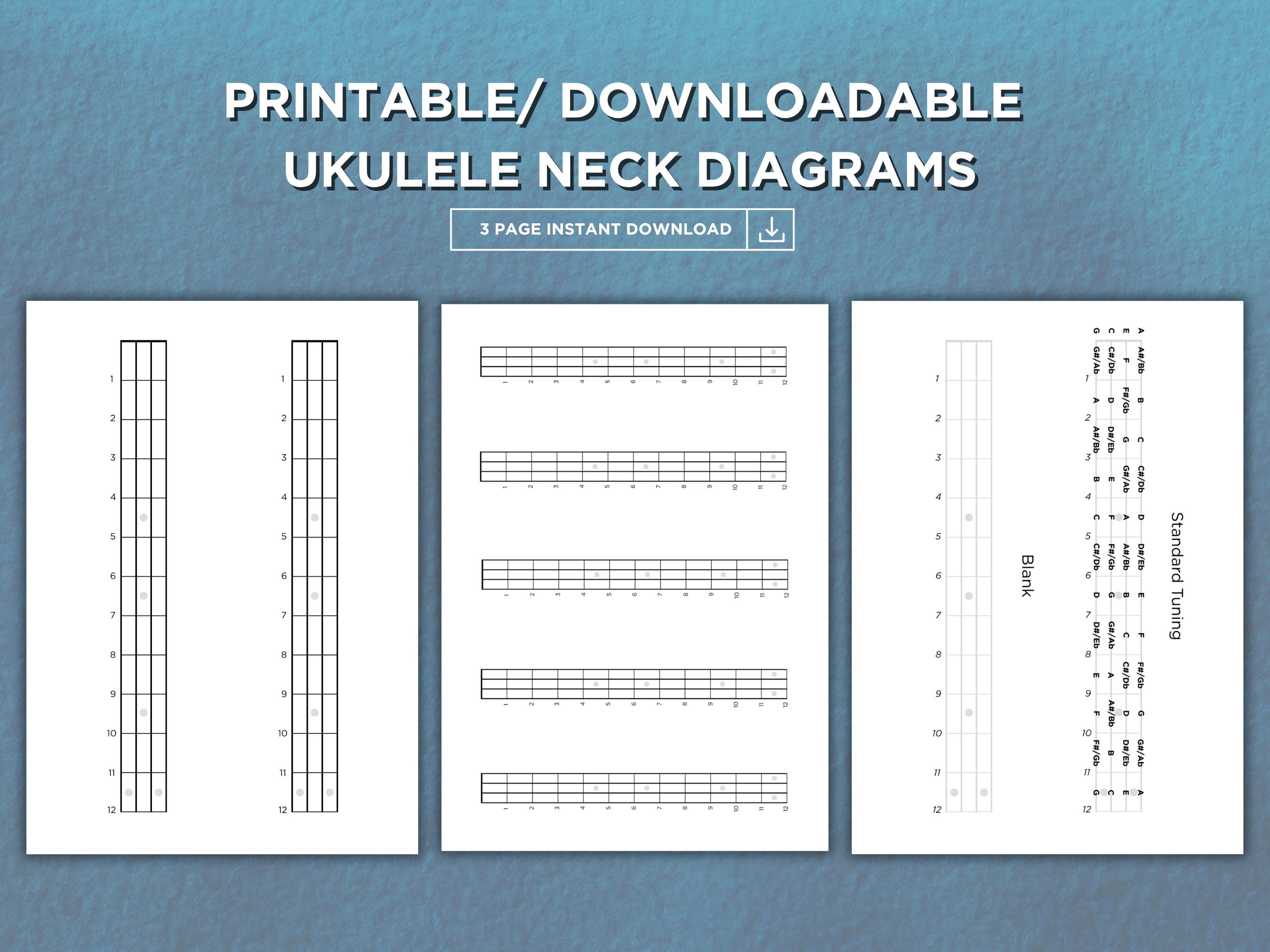 Printable Ukulele Fretboard Charts: Blank & Labeled Diagrams (PDF ...