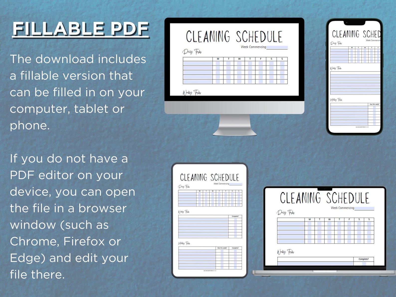 Printable Cleaning Schedule | Editable & Blank Versions | A4, A5, US ...