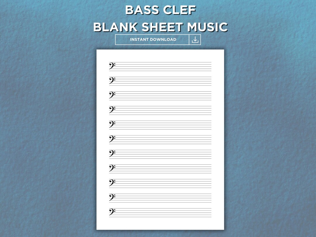 Bass Clef Blank Sheet Music | Bass Clef Printable | Bass Clef Download ...