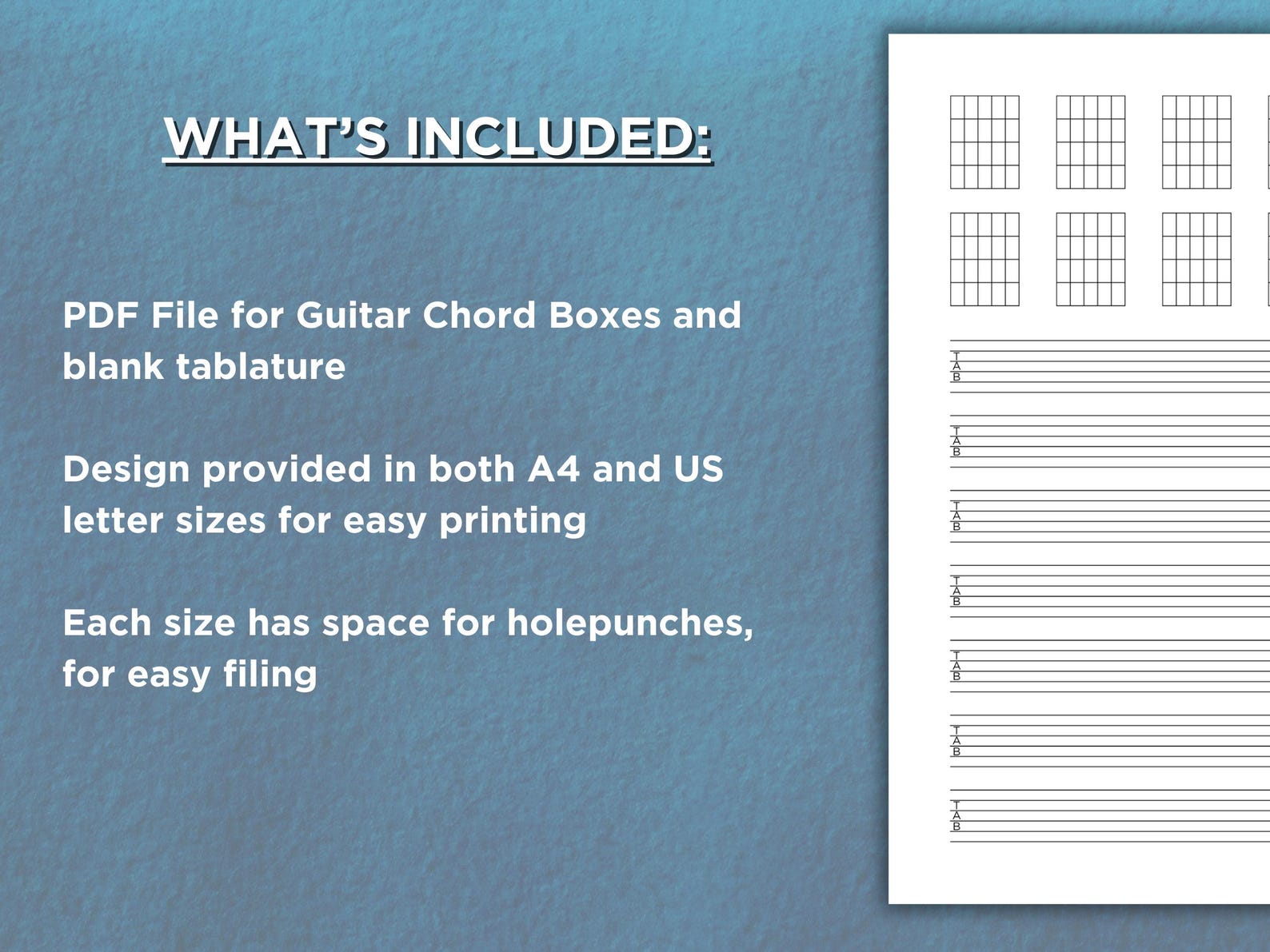 Printable Guitar Chord & Tablature Sheet: A4/US Letter (digital ...