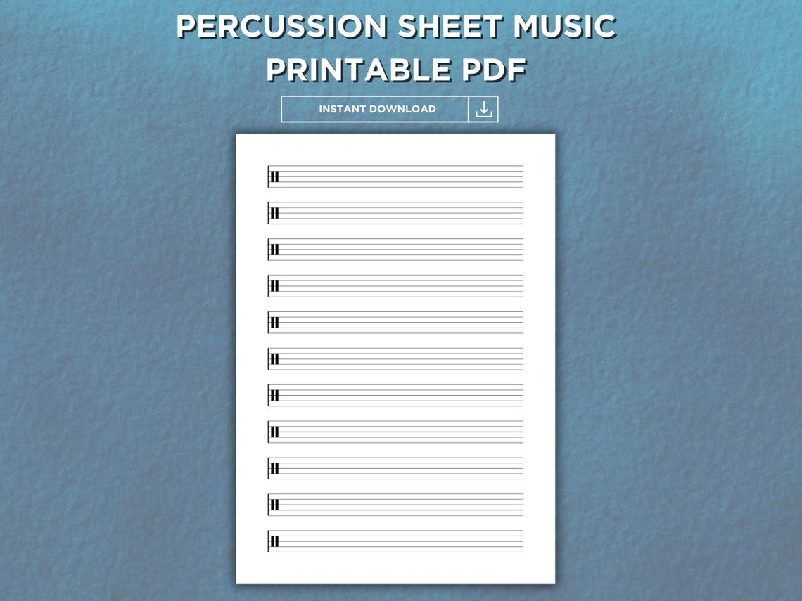 Printable Blank Percussion Sheet Music: Rhythm Notation (A4/US Letter ...