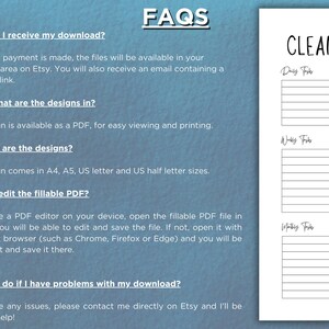 Printable Cleaning Schedule | Editable & Blank Versions | A4, A5, US ...