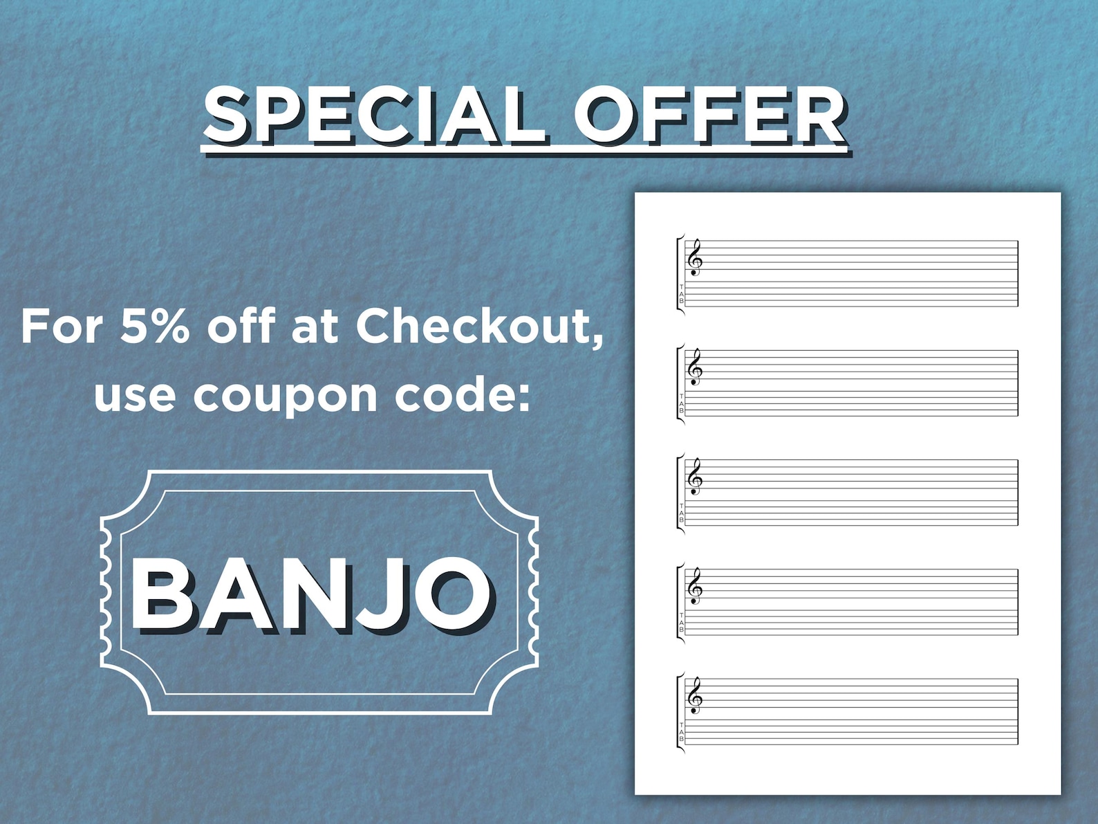 Blank Sheet Music & Banjo Tab Printable: A4/US Letter (digital Download ...