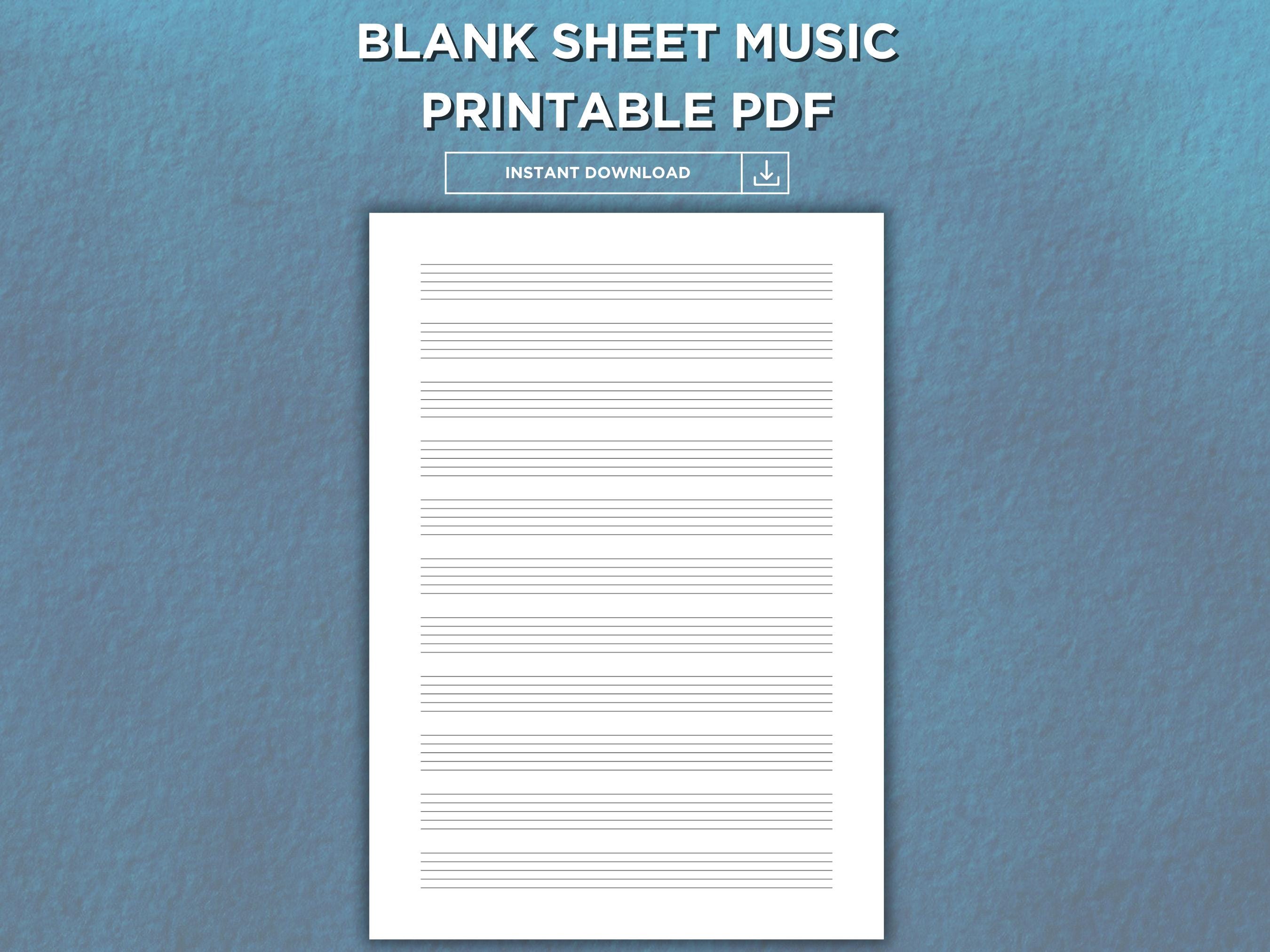 Blank Sheet Music: Printable Staff Paper (PDF Digital Download) - Etsy