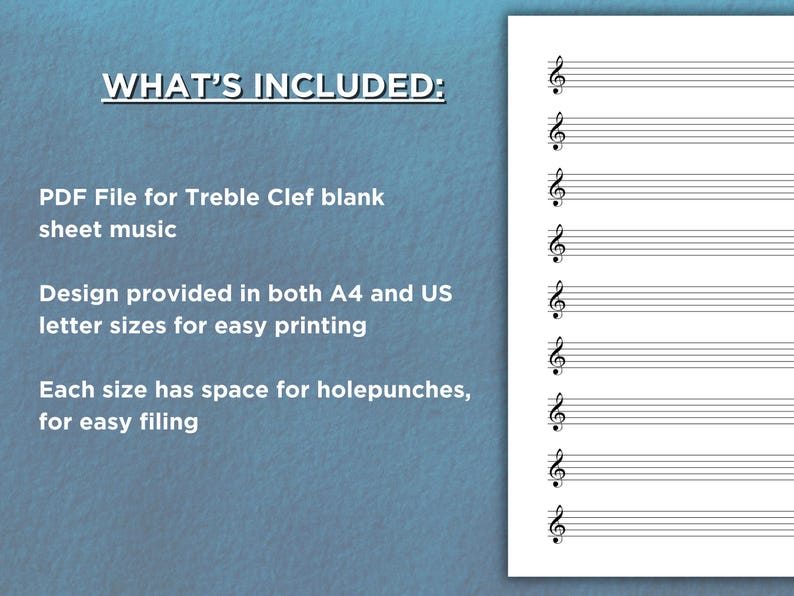 Treble Clef Blank Sheet Music: A4/US Letter (PDF Digital Download) - Etsy