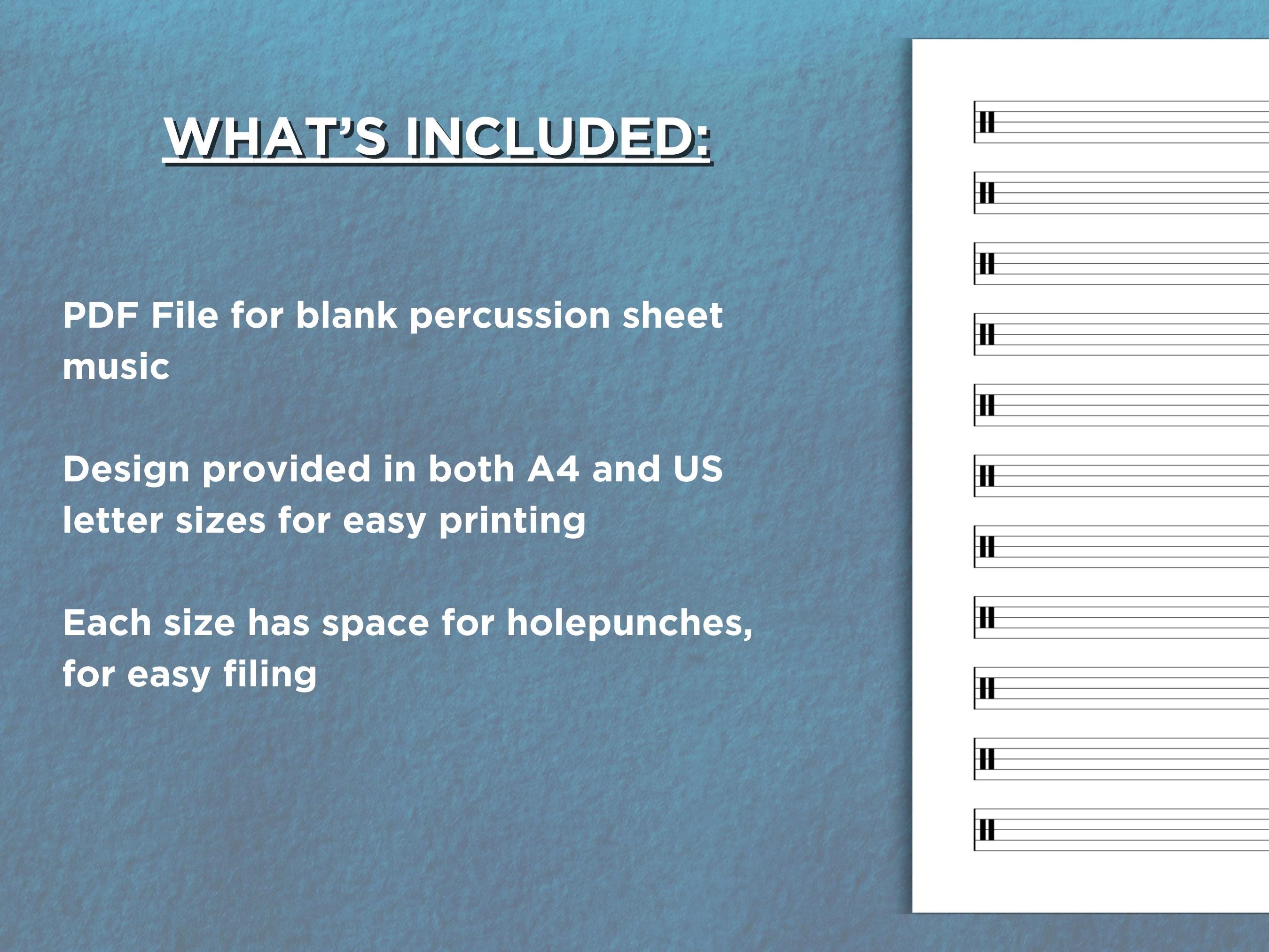 Printable Blank Percussion Sheet Music: Rhythm Notation (A4/US Letter) (PDF) - Etsy