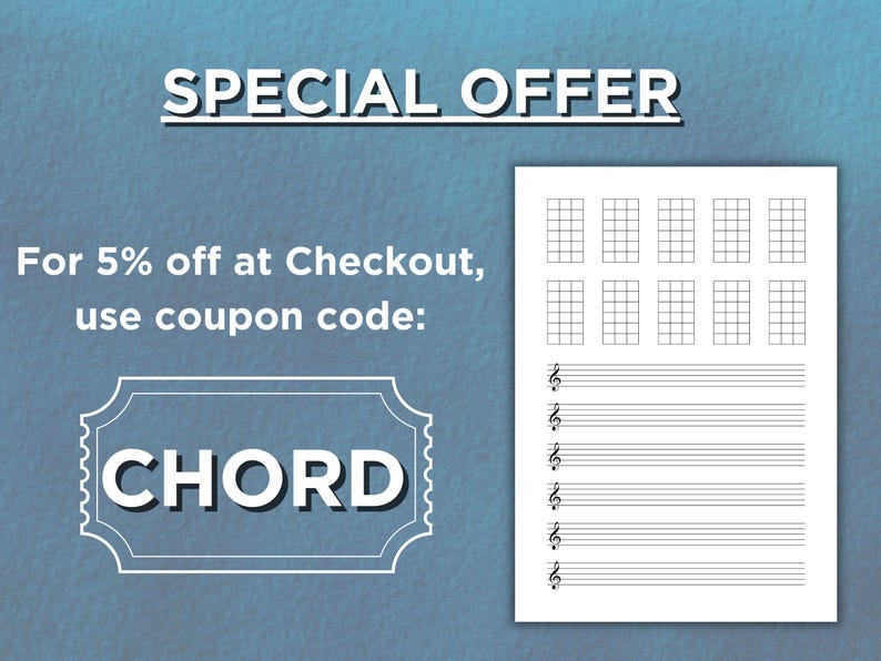 Printable Ukulele & Mandolin Chord Chart With Blank Staff Paper | A4 ...