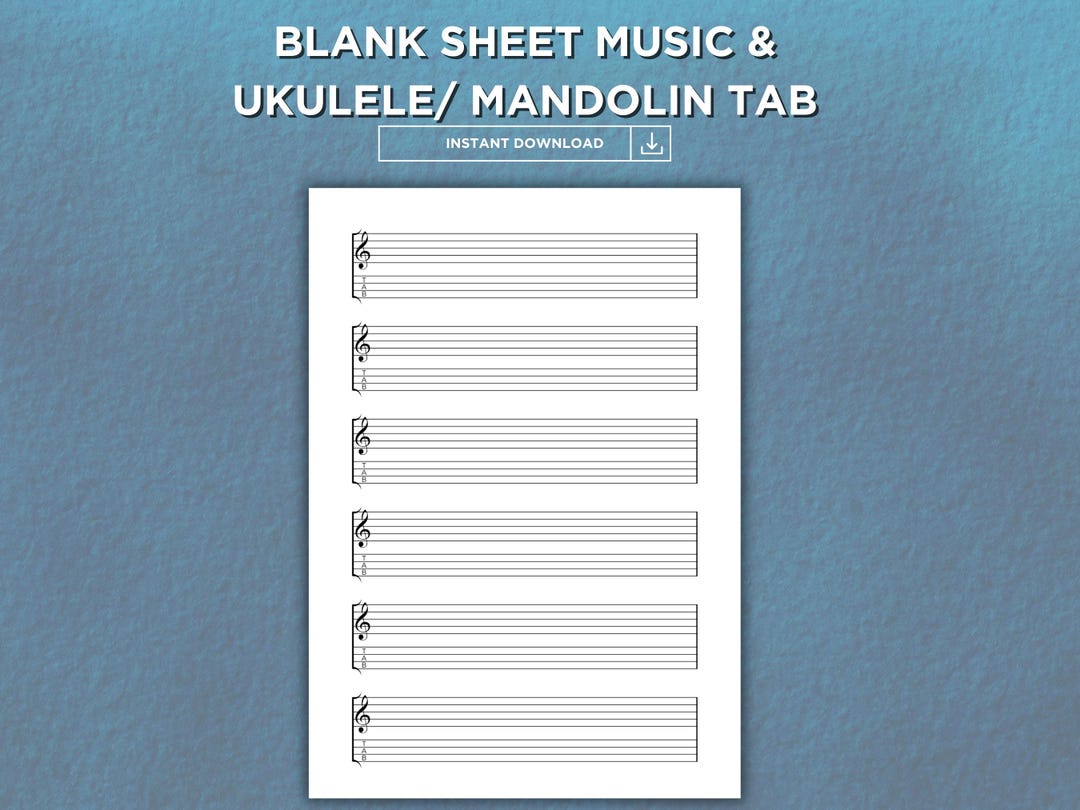 Printable Ukulele & Mandolin Tab With Blank Staff Paper | A4 and US ...