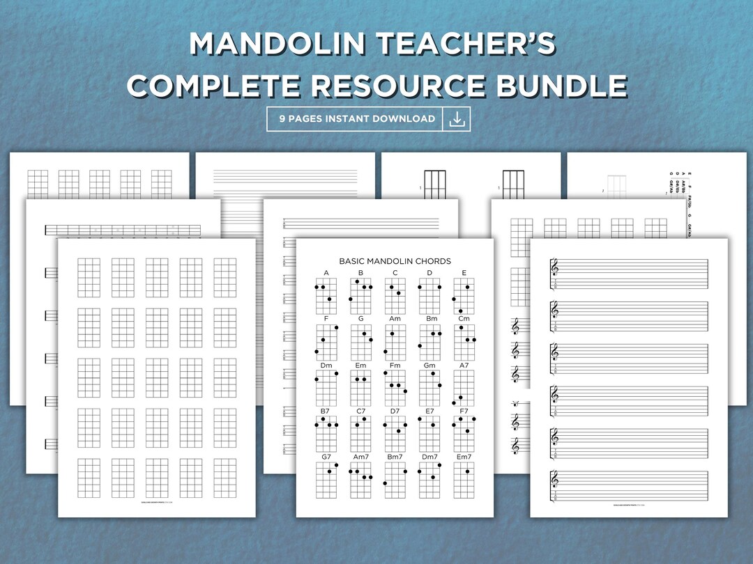 Printable Mandolin Teacher and Mandolin Player Bundle | Chord Charts ...