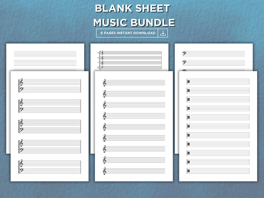 Sheet Music Bundle | Printable Digital Download | Blank Stave | Blank ...