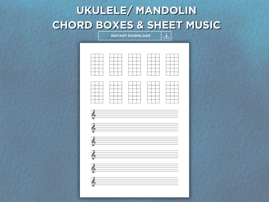 Printable Ukulele & Mandolin Chord Chart With Blank Staff Paper | A4 ...