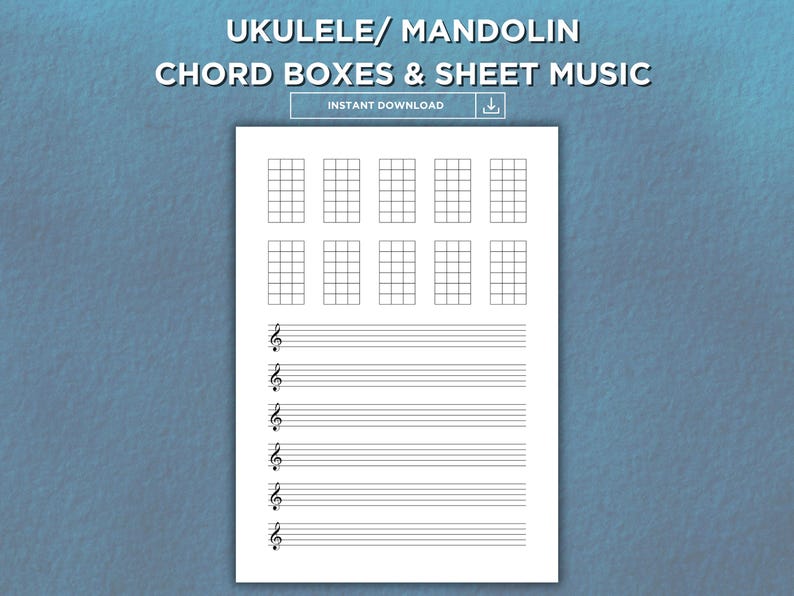 Printable Ukulele & Mandolin Chord Chart With Blank Staff Paper | A4 ...